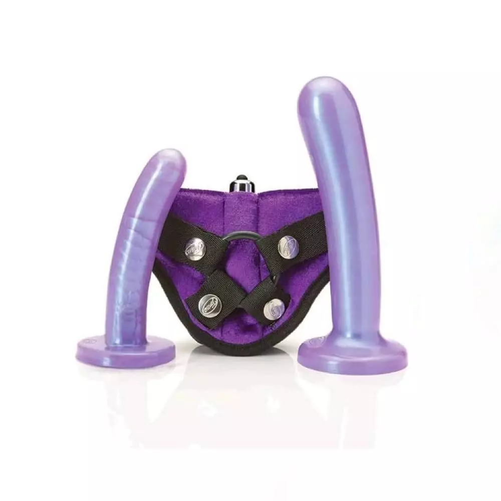 Комплект для початківців Tantus Bend Over з фіолетовими фалоімітаторами та ремінцем