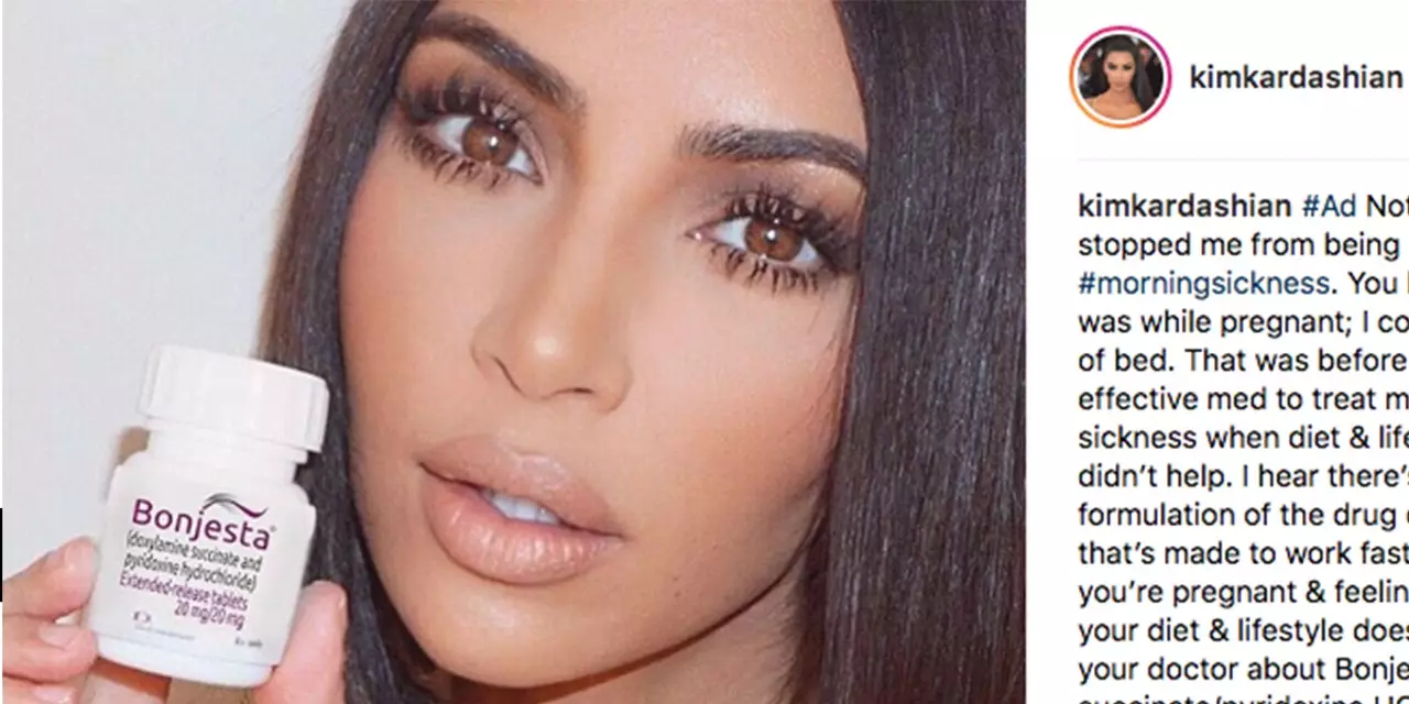 Ką reikia žinoti apie vaistą nuo rytinio pykinimo, apie kurį Kim Kardashian skelbia „Instagram“.