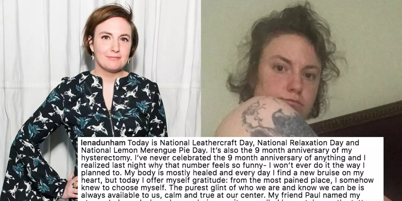 Lena Dunham celebra el aniversario de 9 meses de su histerectomía con una sincera publicación en Instagram